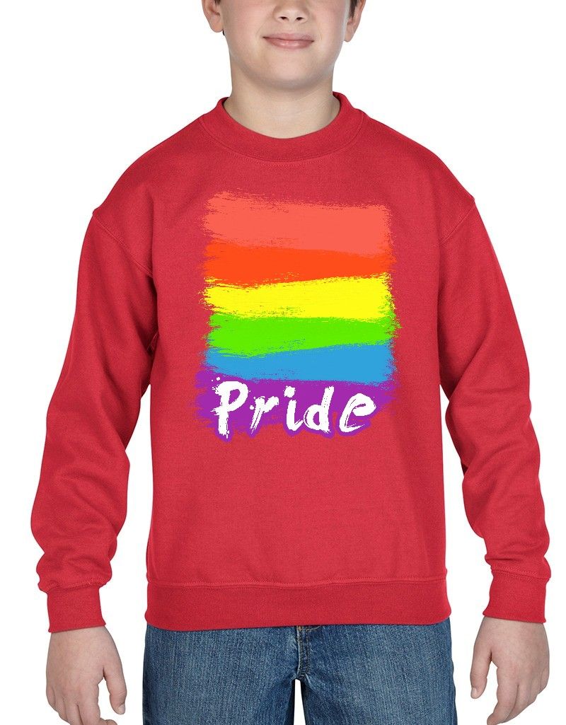 Gay Pride Neon Rainbow Youth Crewneck Equal Rights Proud Lgbtq Sweater