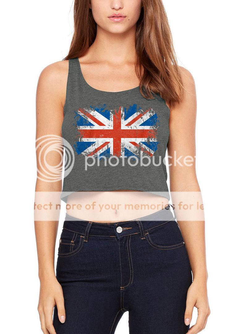 Union Jack British Flag Ladies Crop Tank Top United Kingdom UK Flag fan ...